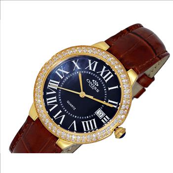 ONISS Austrian Crystal accent, Genuine Leather Band, ON3322-LGBK_LB ...