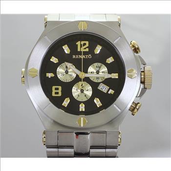 Renato Hand Made 50MM Beast Swiss Chronograph Black/Gold | Property Room
