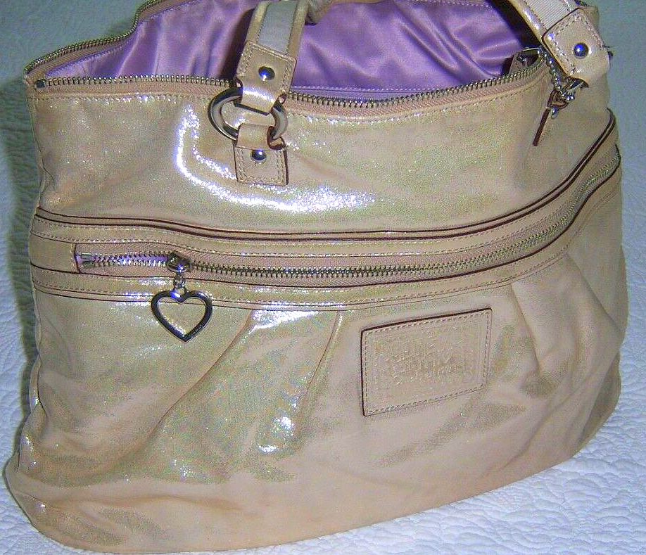 Authentic Coach Poppy Glam Large Champagne purse Shoulder Bag Tote ...
