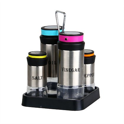 Stor 'n Style 5 Piece Stainless Steel Condiment Set with ...