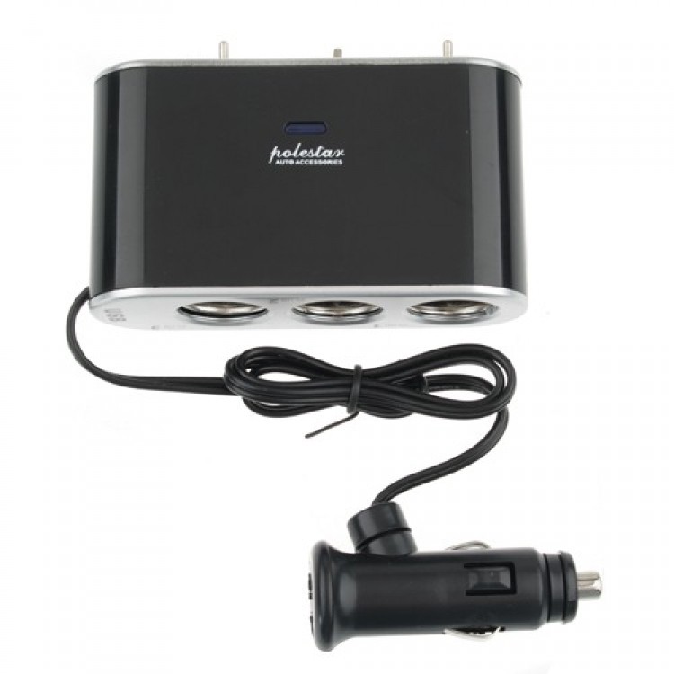 In-Car 1 to 3 In- Car USB Triple Socket Charger with Switches Black ...