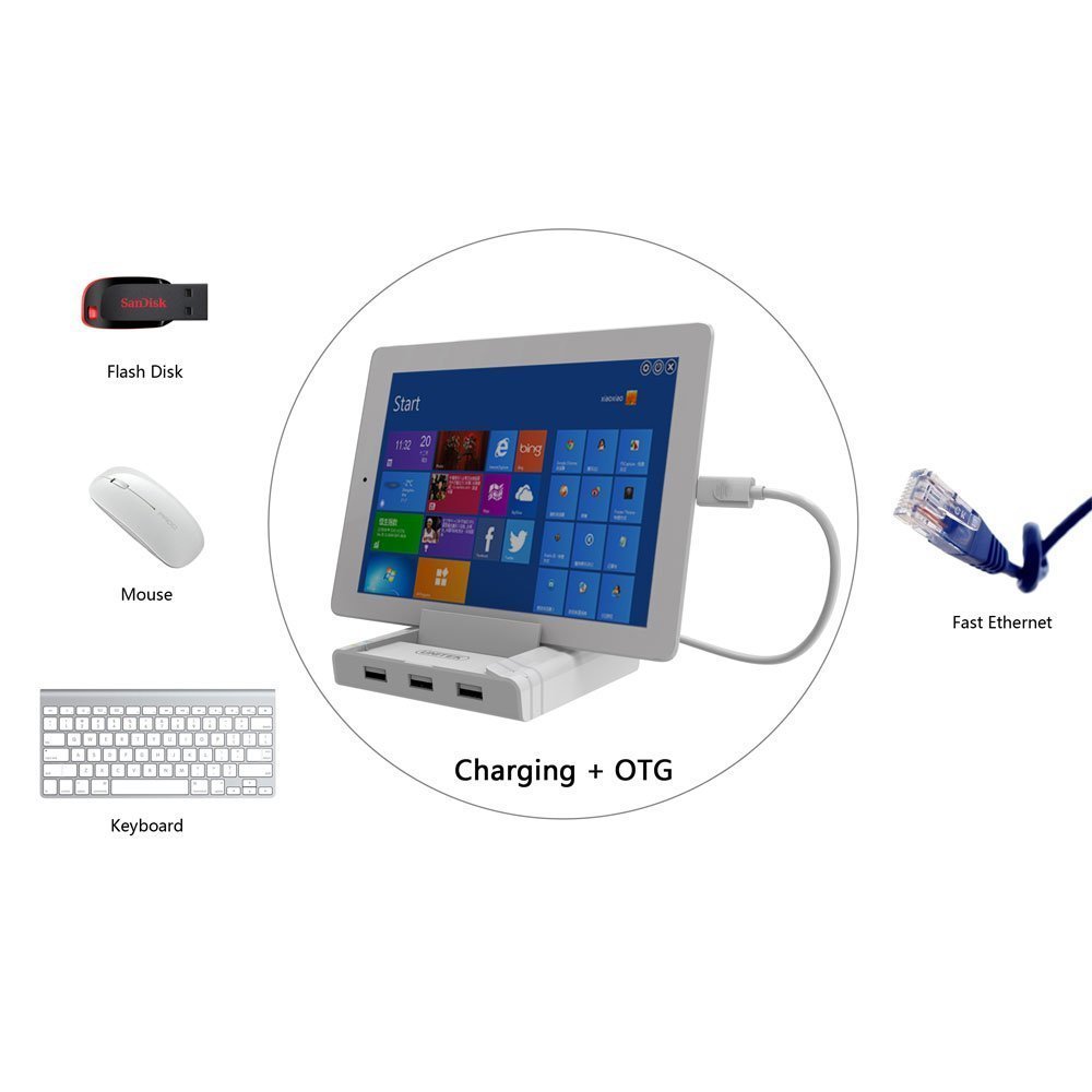 UNITEK Charge and Sync OTG Dock Station with 3-Port Hub+RJ45 Fast ...
