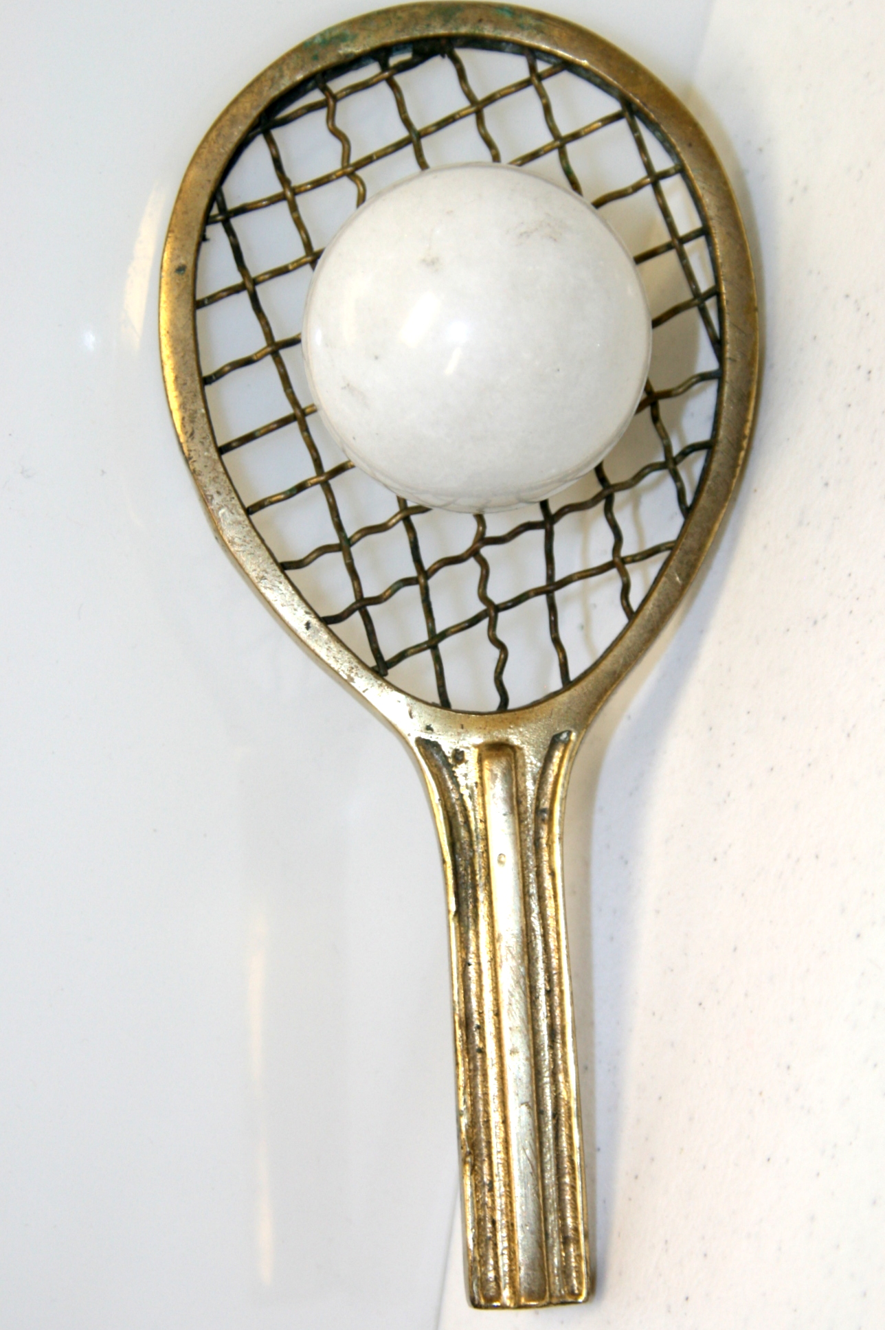 Decorative Beautiful Brass Tennis Racket With a Ball | Property Room