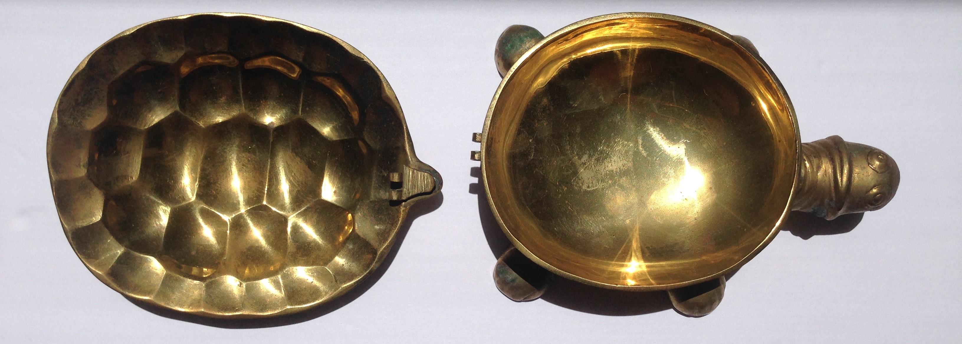 Vintage 2 pcs Solid Brass Turtle Dish Ashtray | Property Room