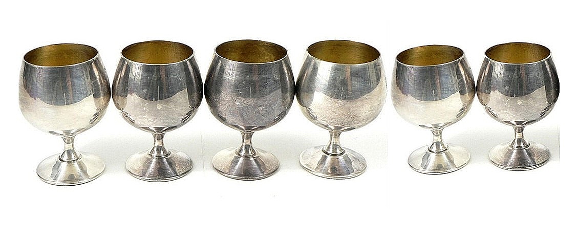 6 PIECES VINTAGE SHERIDAN SILVER PLATED SMALL GOBLETS WINE GLASS 2.5 ...