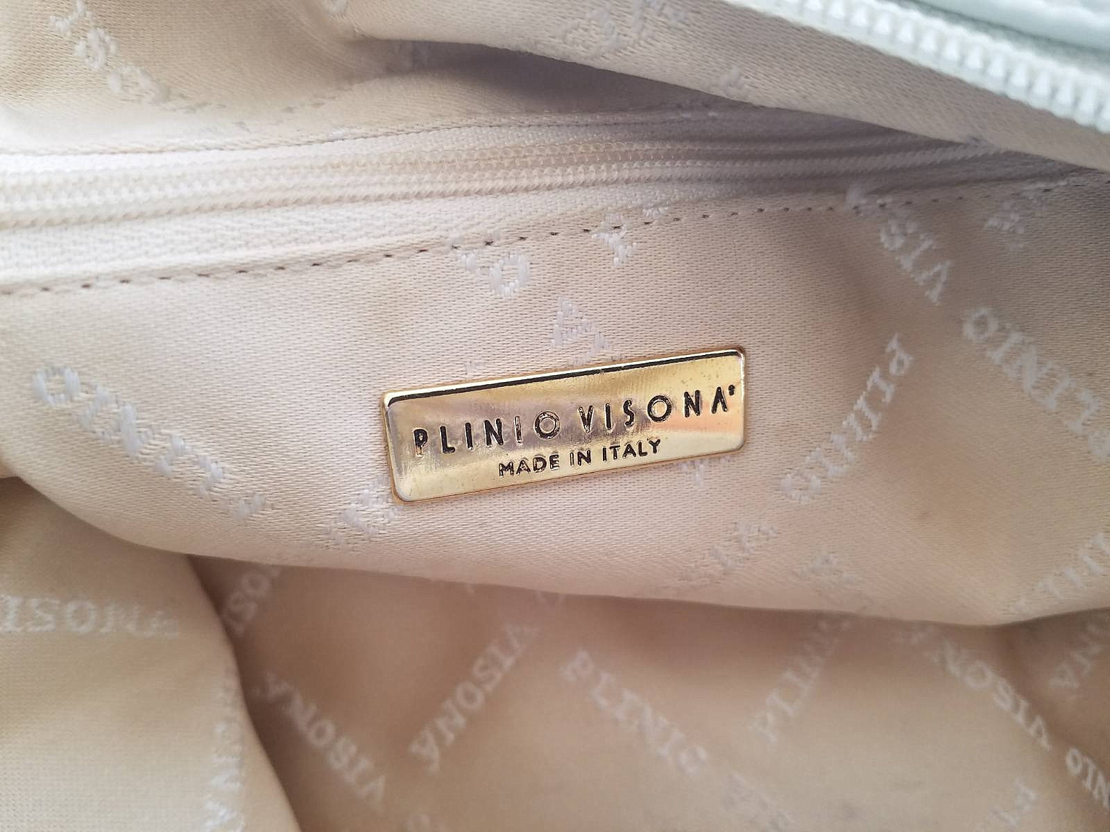 ALL LEATHER Plinio Visona MADE IN ITALY White Leather Tote Bag ...