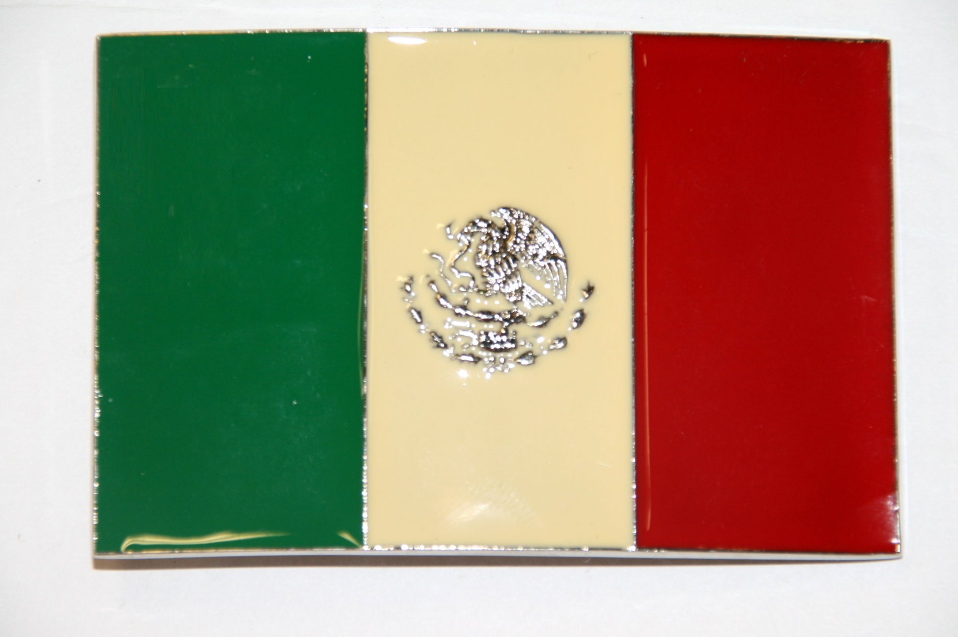 Mexican Flag Enamel Hand Made Belt Buckle Retail $99.00 | Property Room