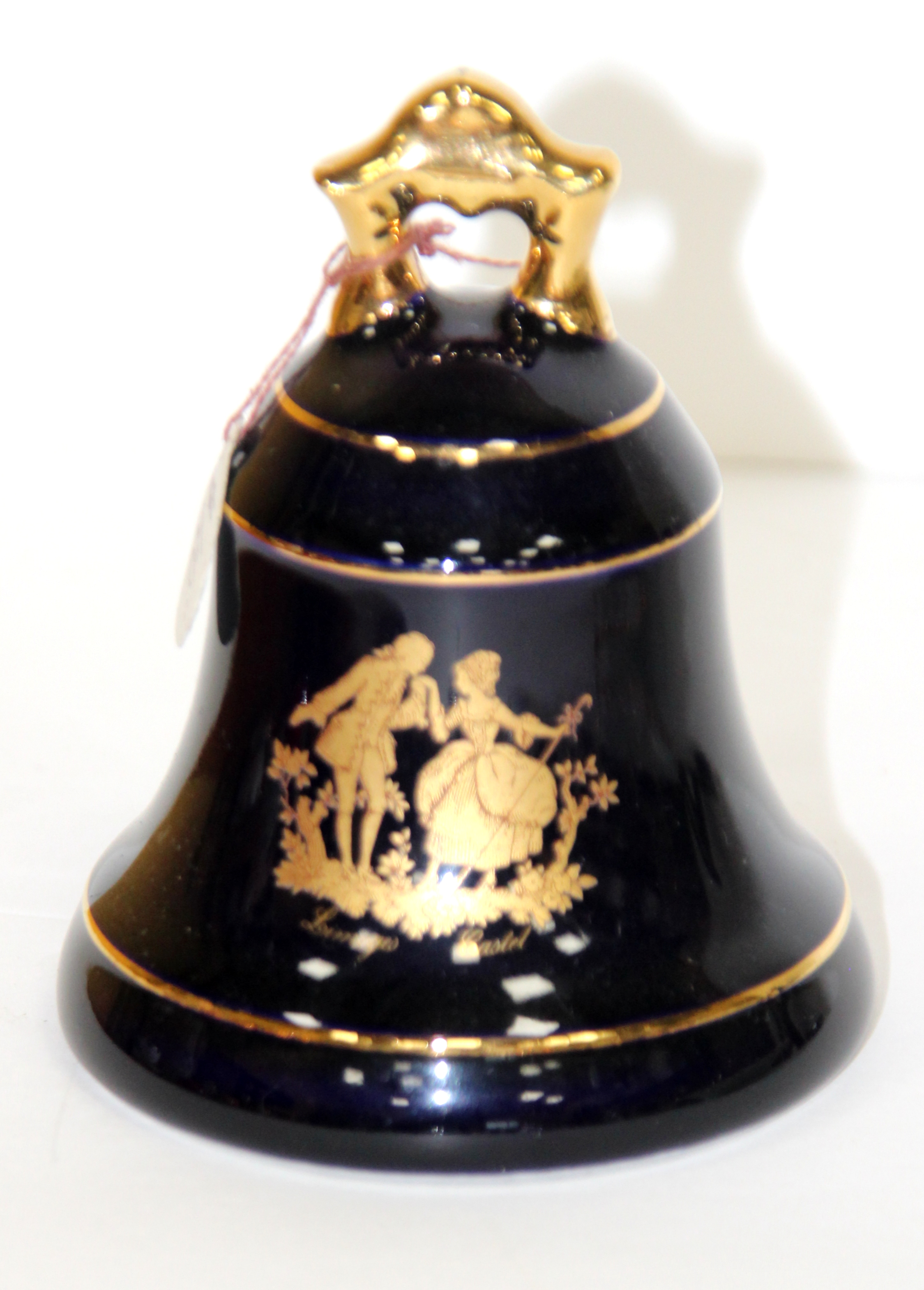 Limoges Castel France Bell 22k Gold On Cobalt Blue Black 3” French ...