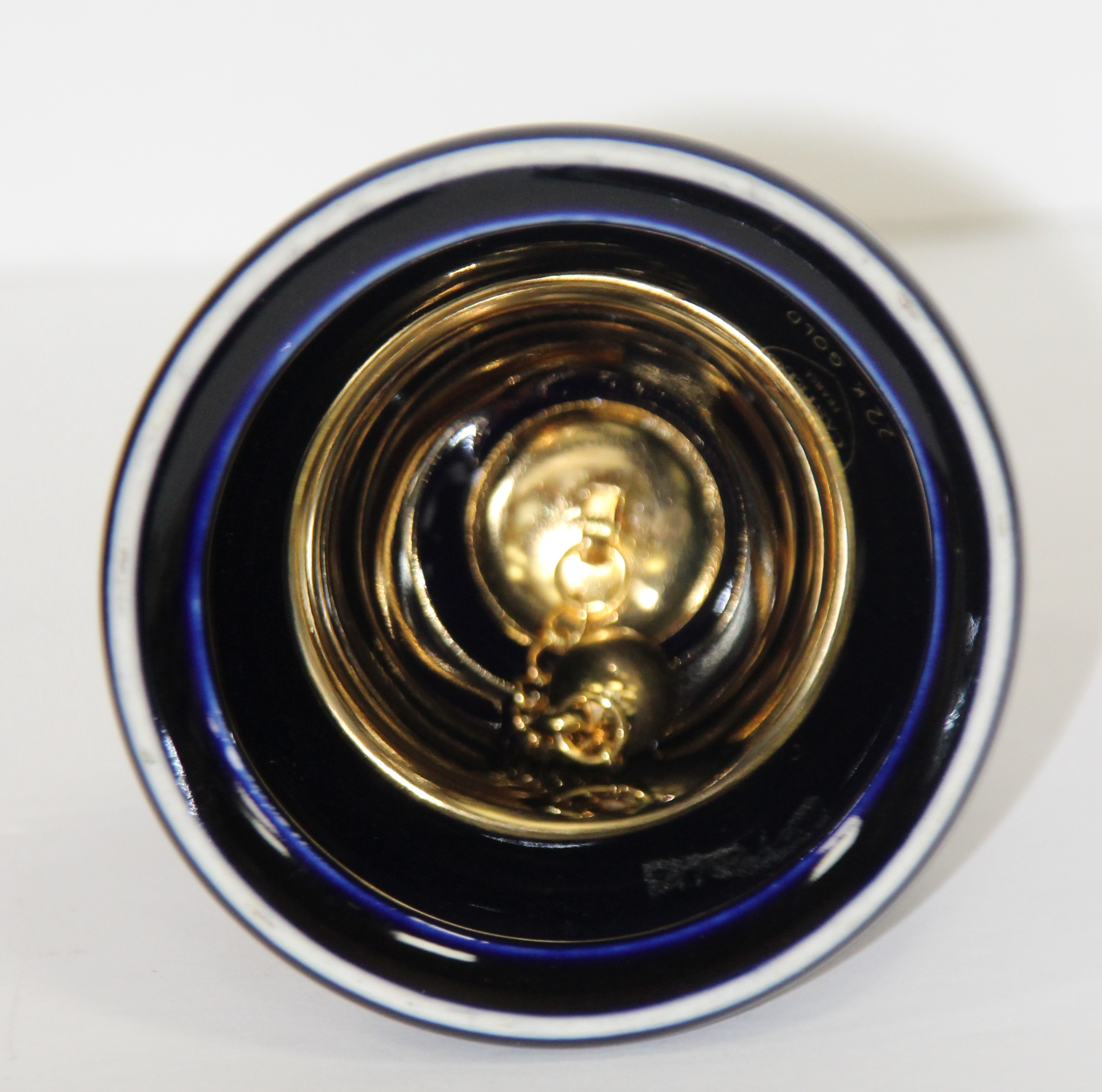 Limoges Castel France Bell 22k Gold On Cobalt Blue Black 3” French ...