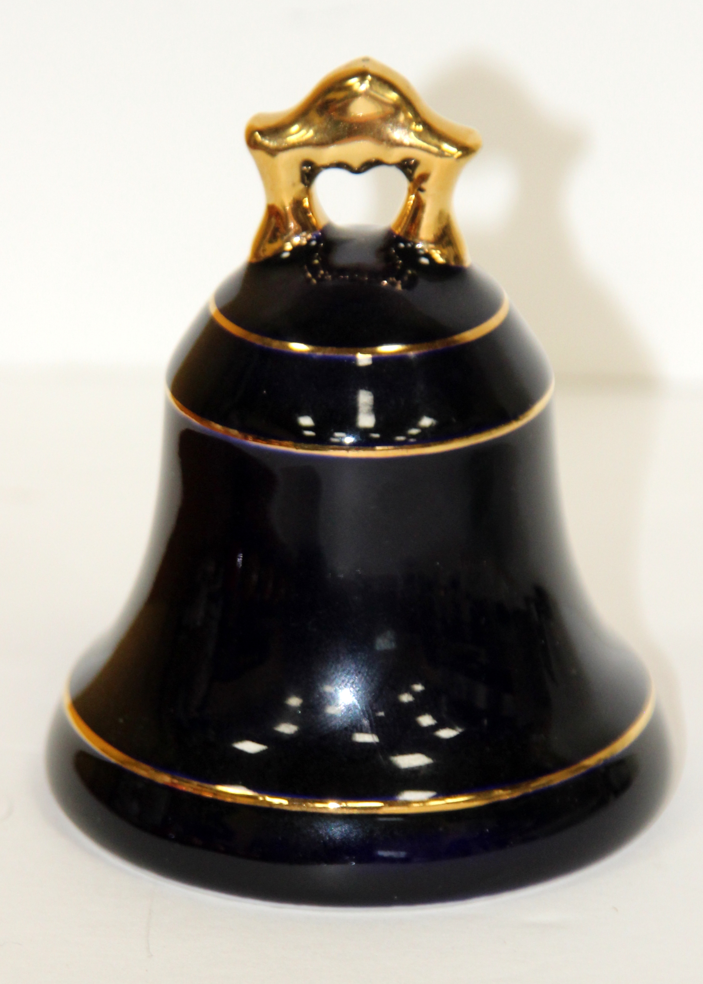 Limoges Castel France Bell 22k Gold On Cobalt Blue Black 3” French ...