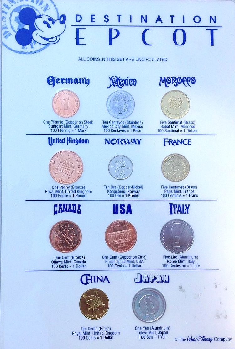 DISNEY DESTINATION EPCOT INTERNATIONAL COIN SET - MINT! | Property Room