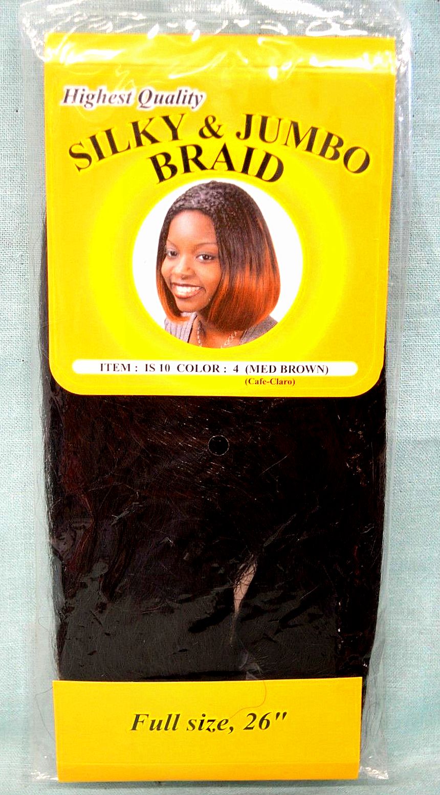 2 Packs Silky Jumbo BRAID Brown Medium DARK Full SIZE 26" Fiber Faux ...