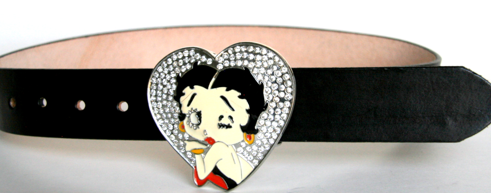 New Rhinestone Betty Boop Belt Buckle with Real Leather Belt Size 32 ...