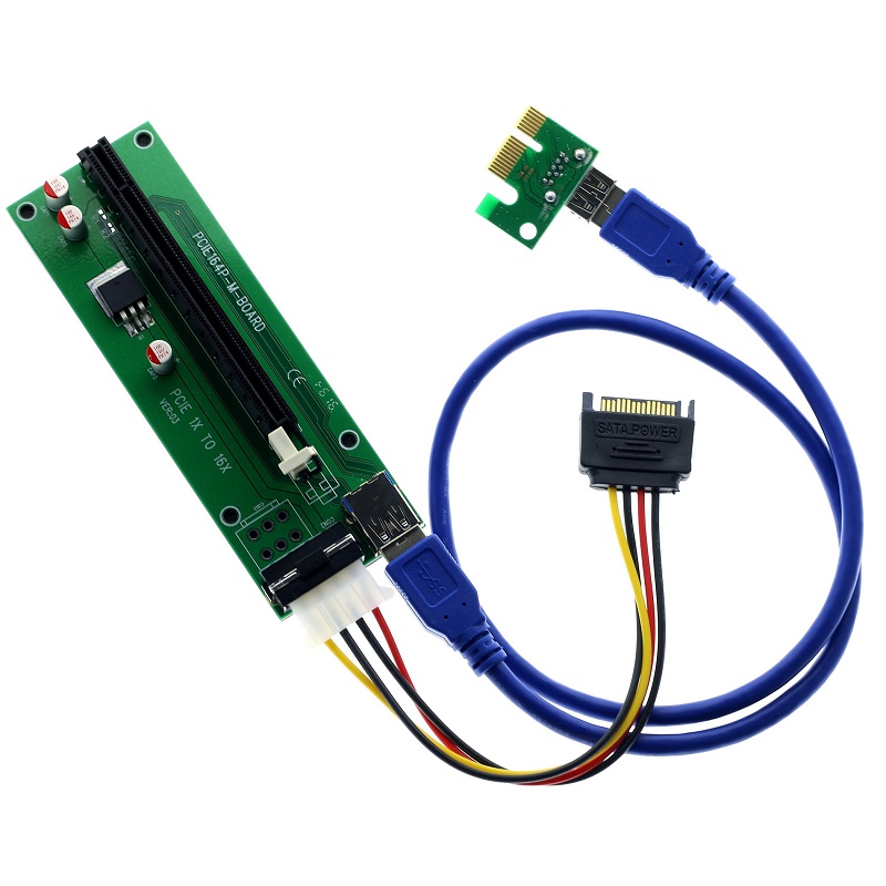 PCI-E 16X to 1X Adapter USB3.0 USB 3.0 Riser Cable Flex Flexible ...