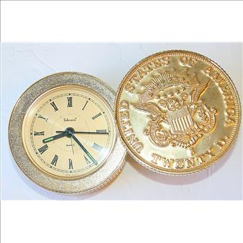 Antique Vintage Telesonic Twenty Dollar Eagle Gold Coin Desk Clock ...