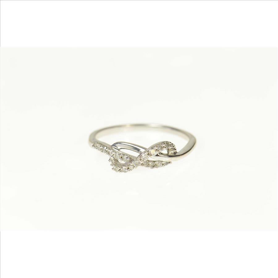10K Diamond Encrusted Infinity Symbol Promise White Gold Ring, Size 8.5 ...