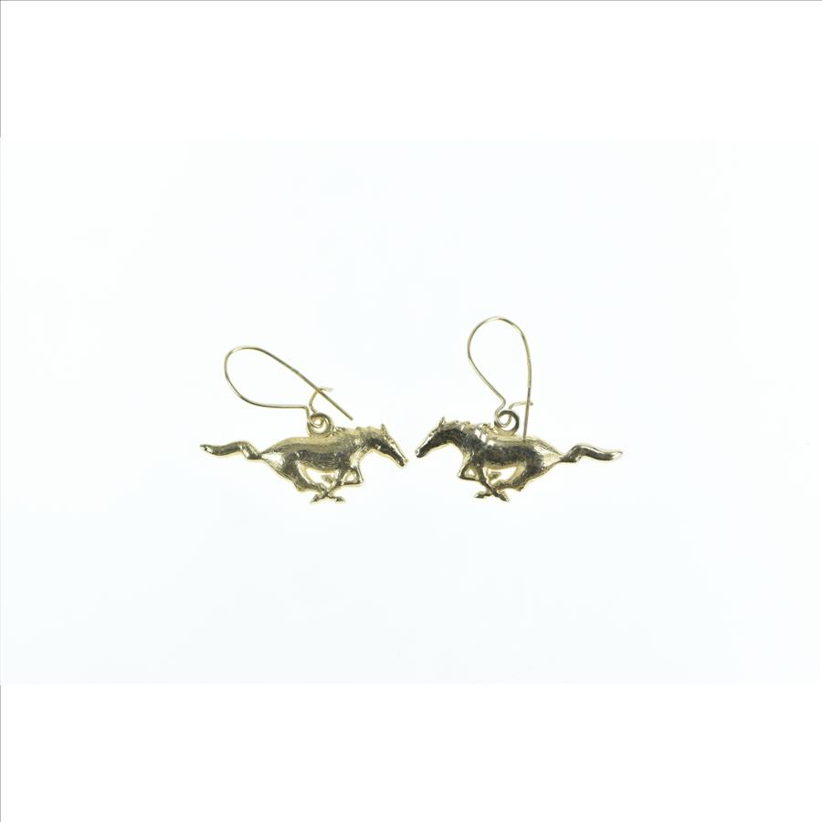 10K Ford Mustang Symbol Horse Sports Car Yellow Gold Earrings ...