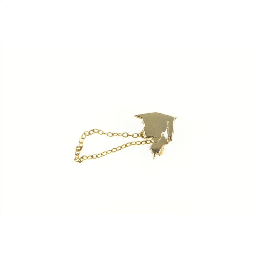 10K Graduation Cap Graduate Scholar Lapel Yellow Gold Pin/Brooch ...