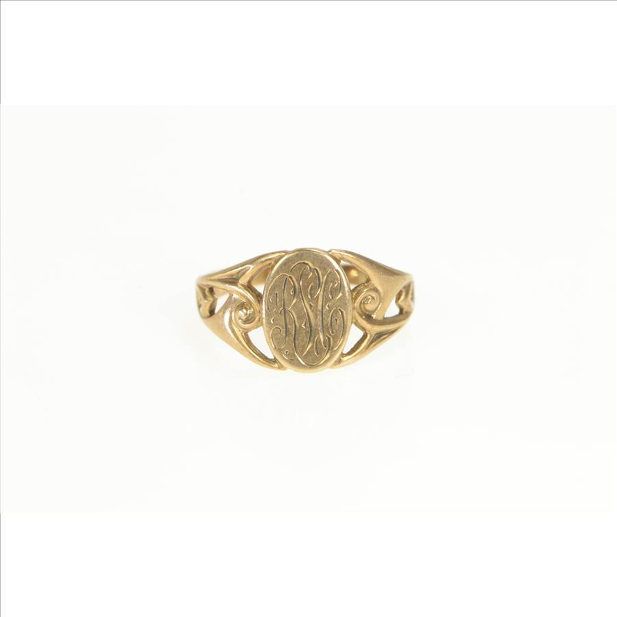10K Victorian RSC Monogram Name Initial Engraved Yellow Gold Ring, Size ...