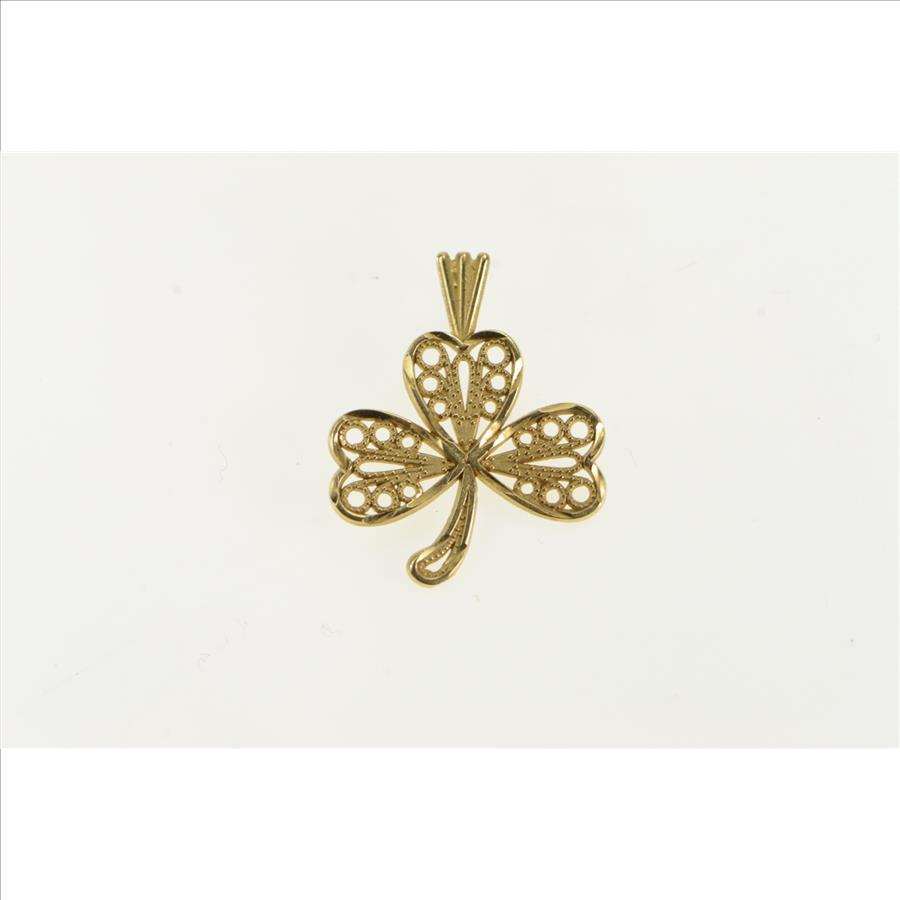 14K Filigree Clover Shamrock Good Luck Lucky Yellow Gold Charm/Pendant ...