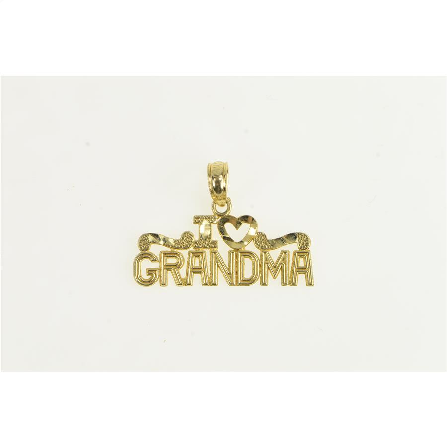 14K I Love Grandma Heart Love Symbol Word Yellow Gold Charm/Pendant ...