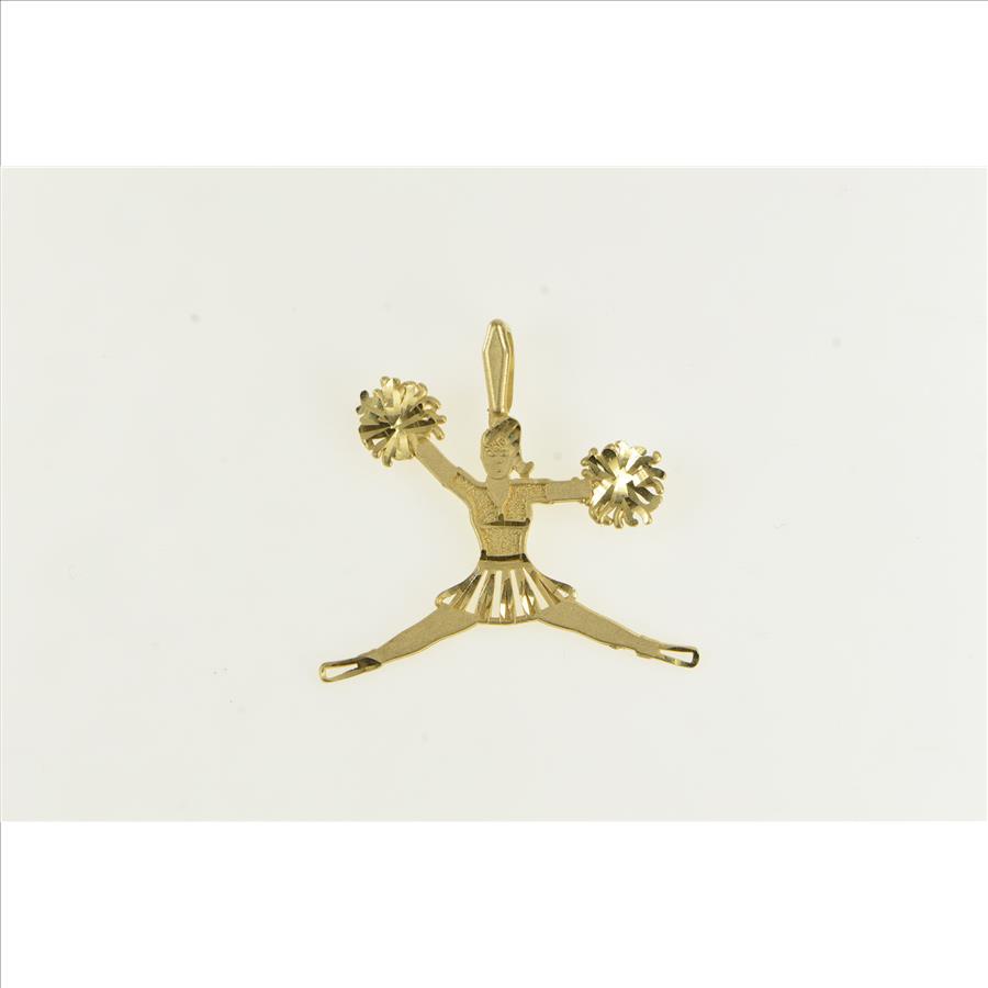 14K Ornate Retro Cheerleader Cheer Spirit Yellow Gold Charm/Pendant ...