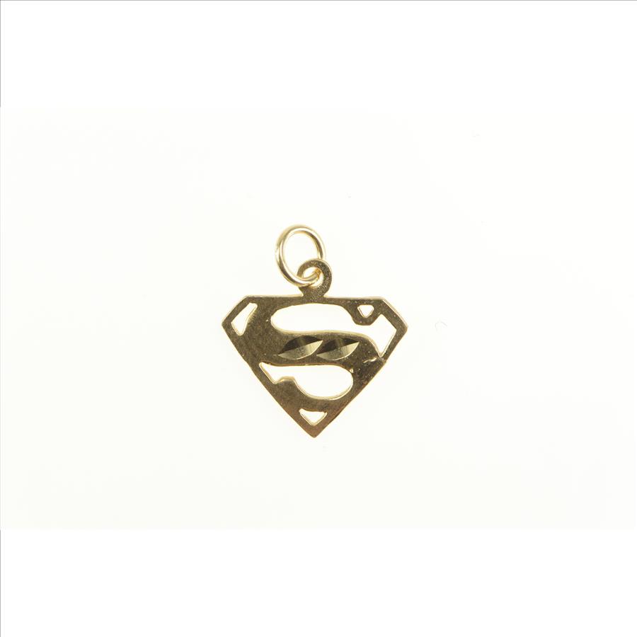 14K S Superman Diamond Cut Super S Letter Yellow Gold Charm/Pendant ...