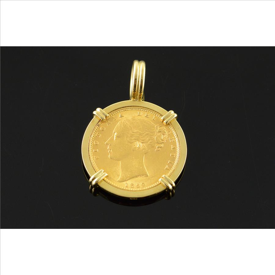 18K 1869 Great Britain Gold Sovereign - Douro Shipwreck Treasure Bezel ...