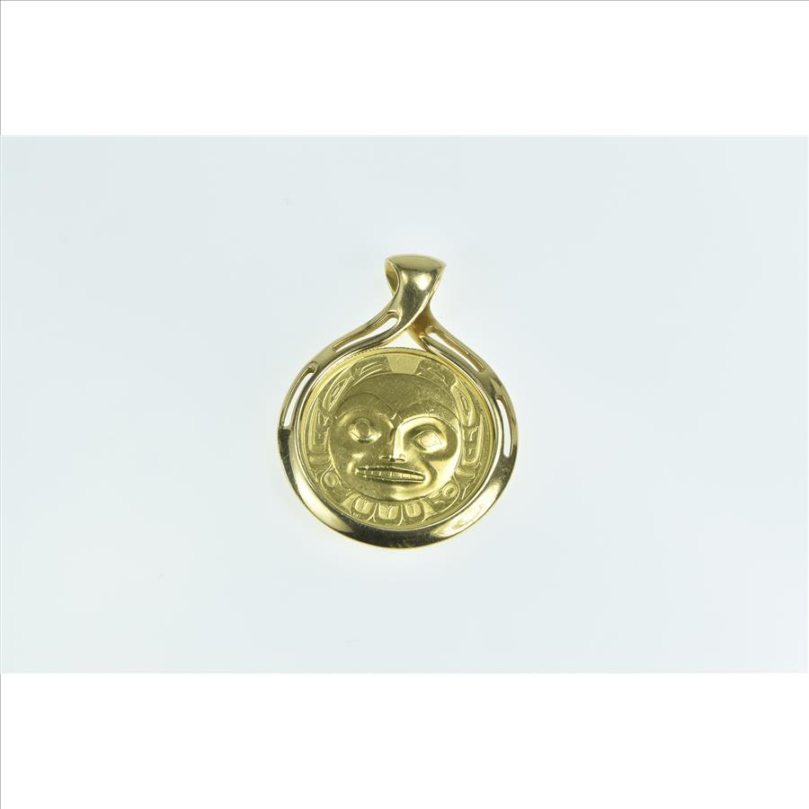 18K 1997 Canadian $200 Raven Haida Mask Coin Yellow Gold Pendant ...