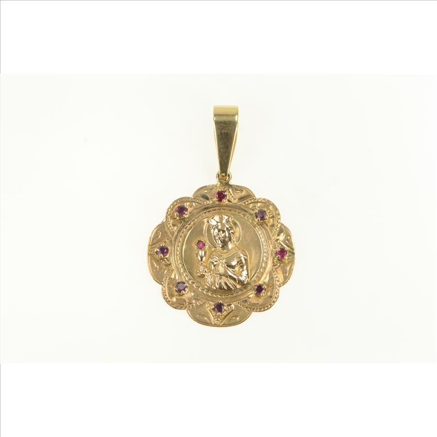 18K Victorian Joan of Arc Ruby Medallion Yellow Gold Pendant | Property ...