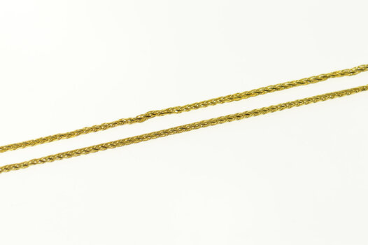 14K 1.0mm Woven Link Wheat Palma Chain Yellow Gold Necklace 18 ...