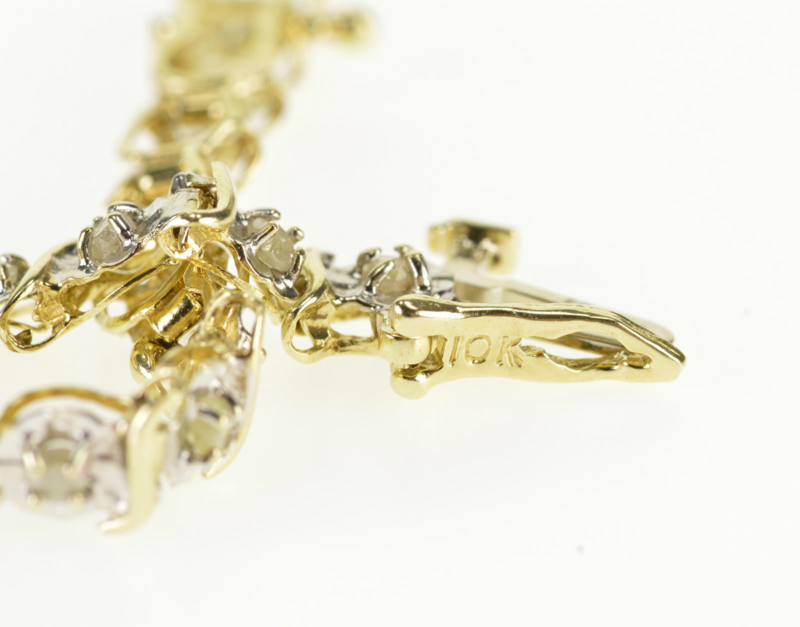 10K 0.35 Ctw Diamond Wavy Starburst Link Tennis Yellow Gold Bracelet 7 ...