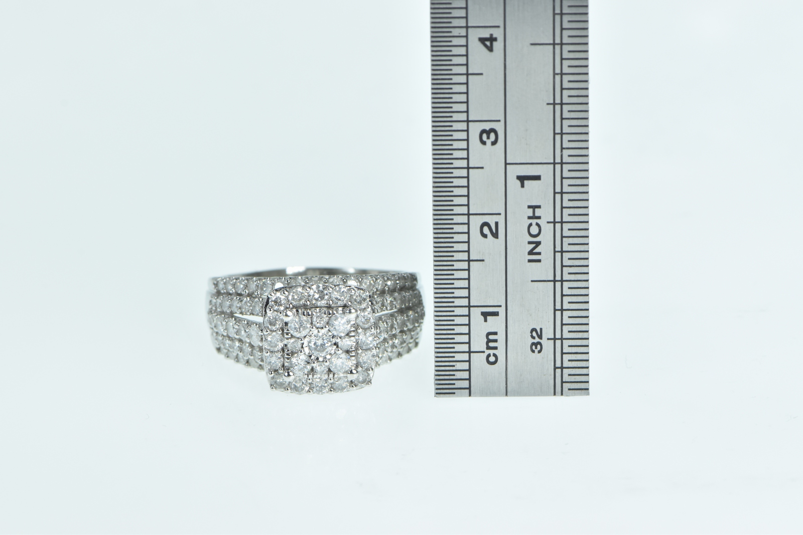 10K 1.08 Ctw Diamond Encrusted Engagement White Gold Ring, Size 10 ...