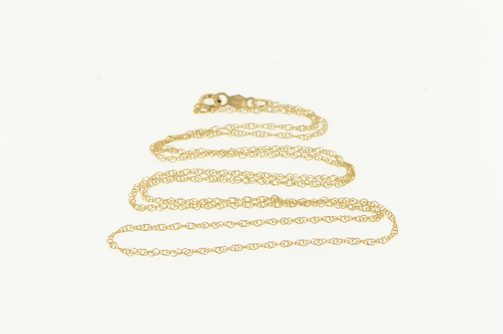 10K 1.2mm Rolling Curb Simple Plain Chain Yellow Gold Necklace 17 ...
