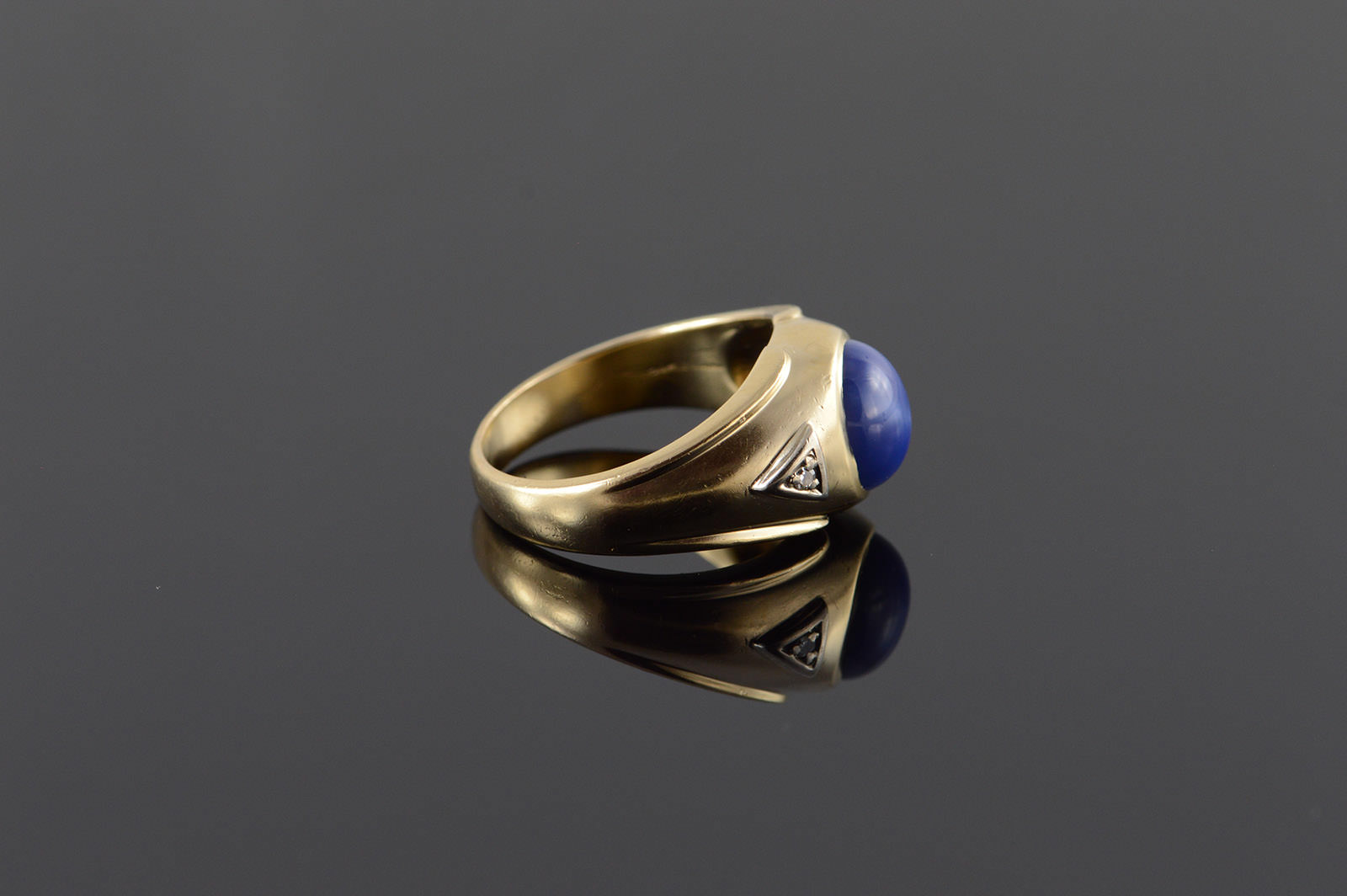 10K 1.50 CTW Star Sapphire* Diamond Inset Men's Yellow Gold Ring, Size ...