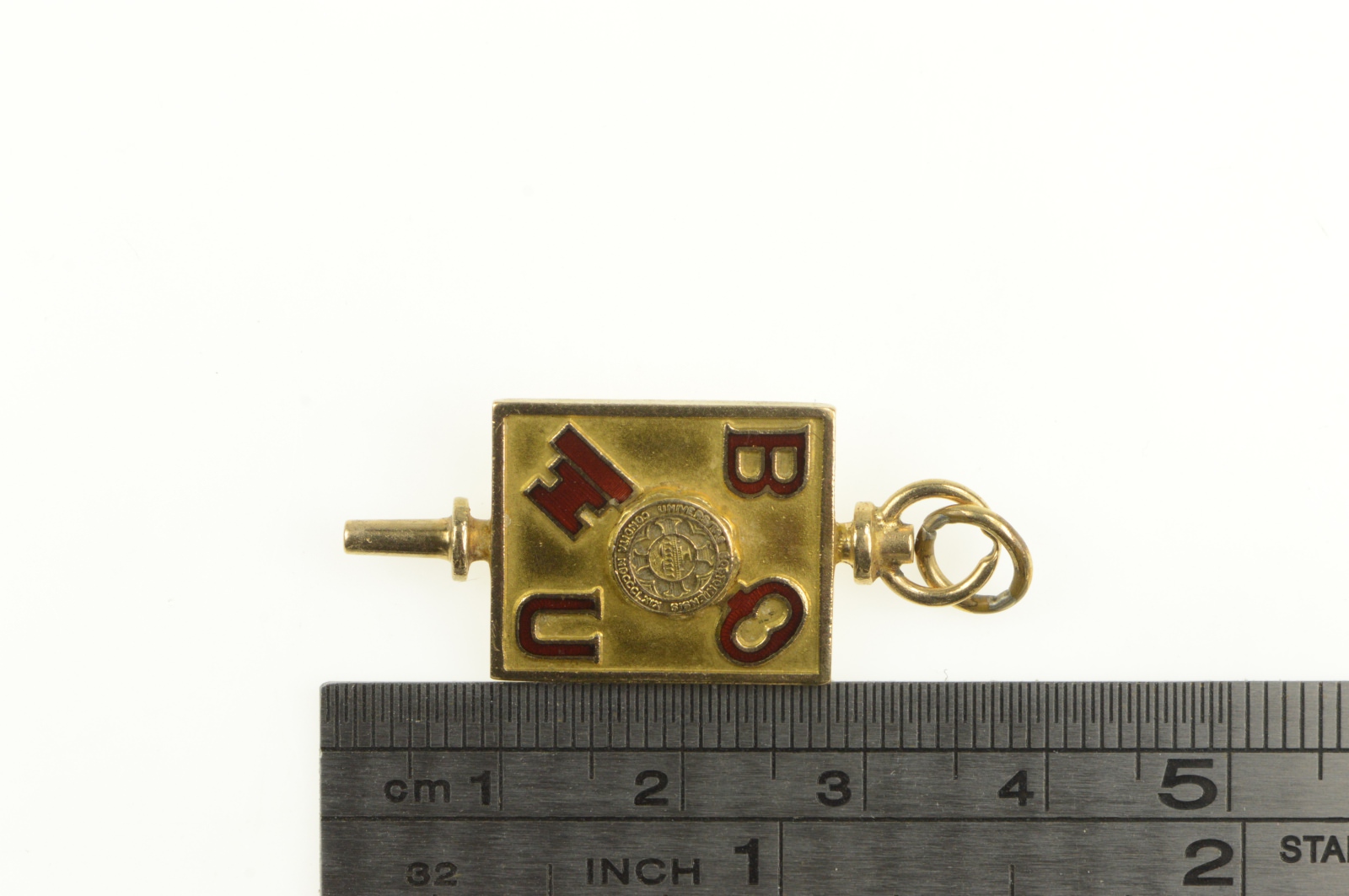10K 1940's Boston University Enamel Key Crest Yellow Gold Charm/Pendant ...