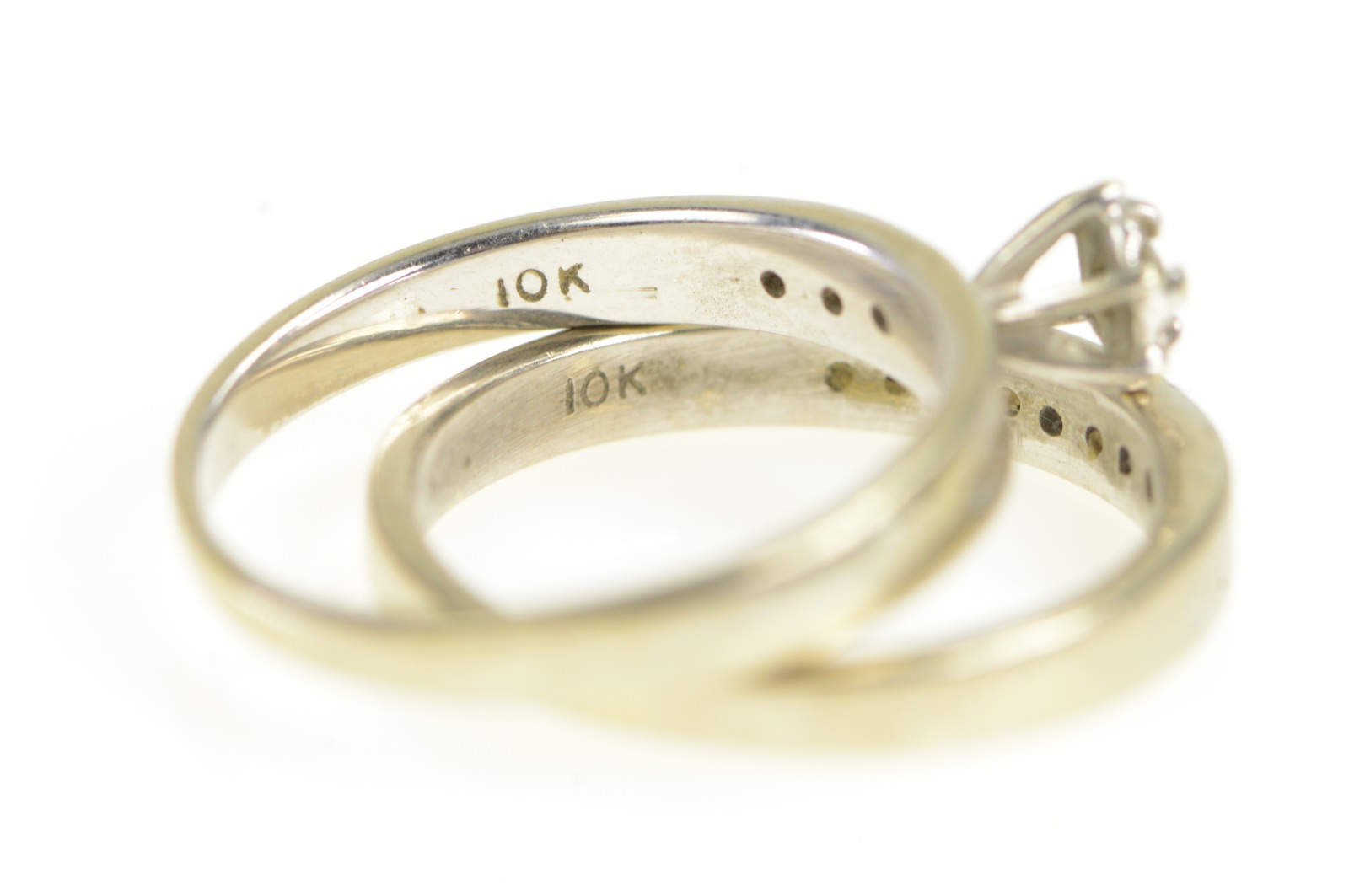 10K 1940's Diamond Classic Engagement Bridal Set White Gold Ring, Size ...