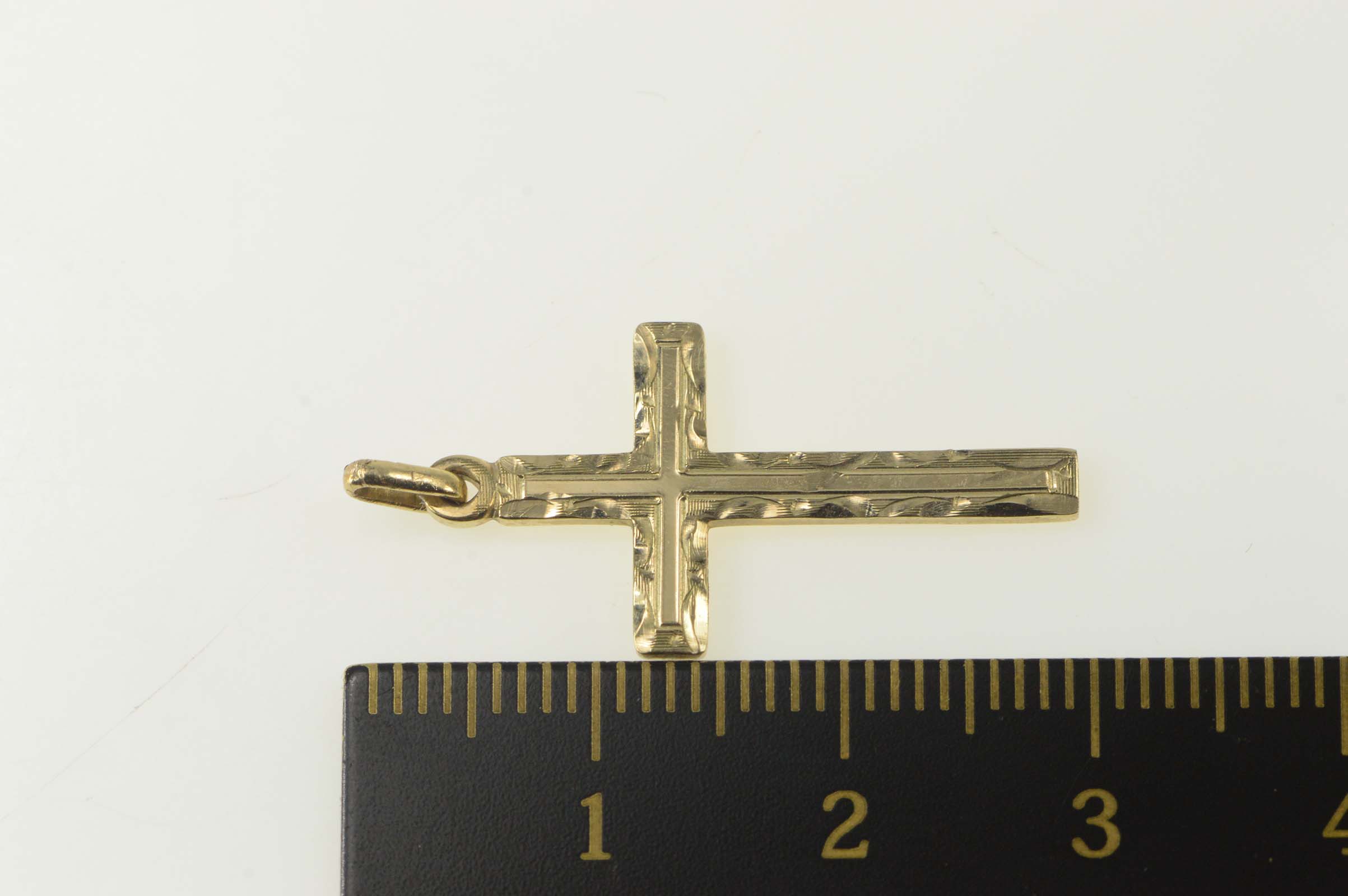10K 1950's Etched Design Cross Christian Faith Yellow Gold Pendant ...