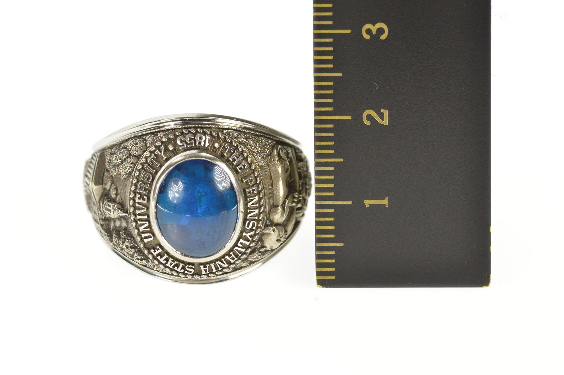10K 1969 Pennsylvania State University Class White Gold Ring, Size 12. ...