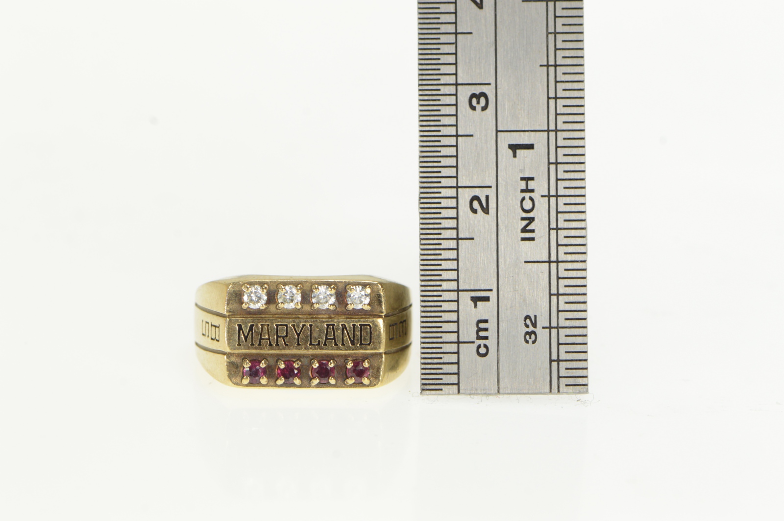 10K 1993 University of Maryland Diamond Ruby Class Yellow Gold Ring ...
