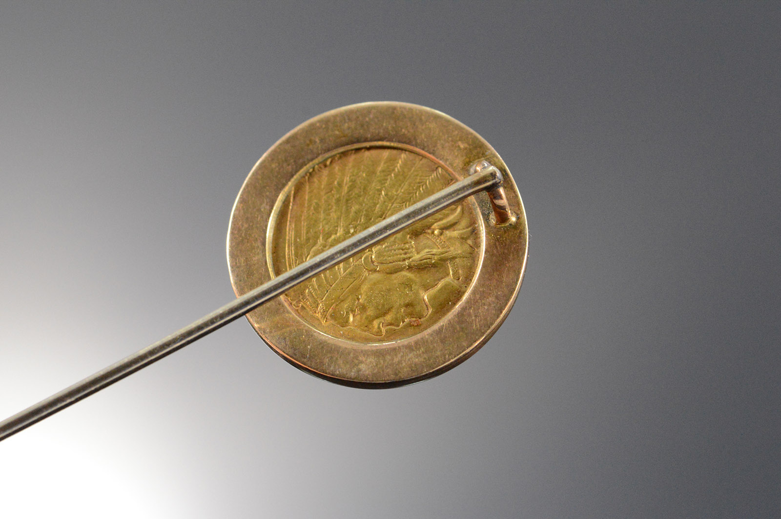 10K 6.2g Bezel Set 2 1/2 Dollar US Indian Coin Yellow Gold Stick Pin ...