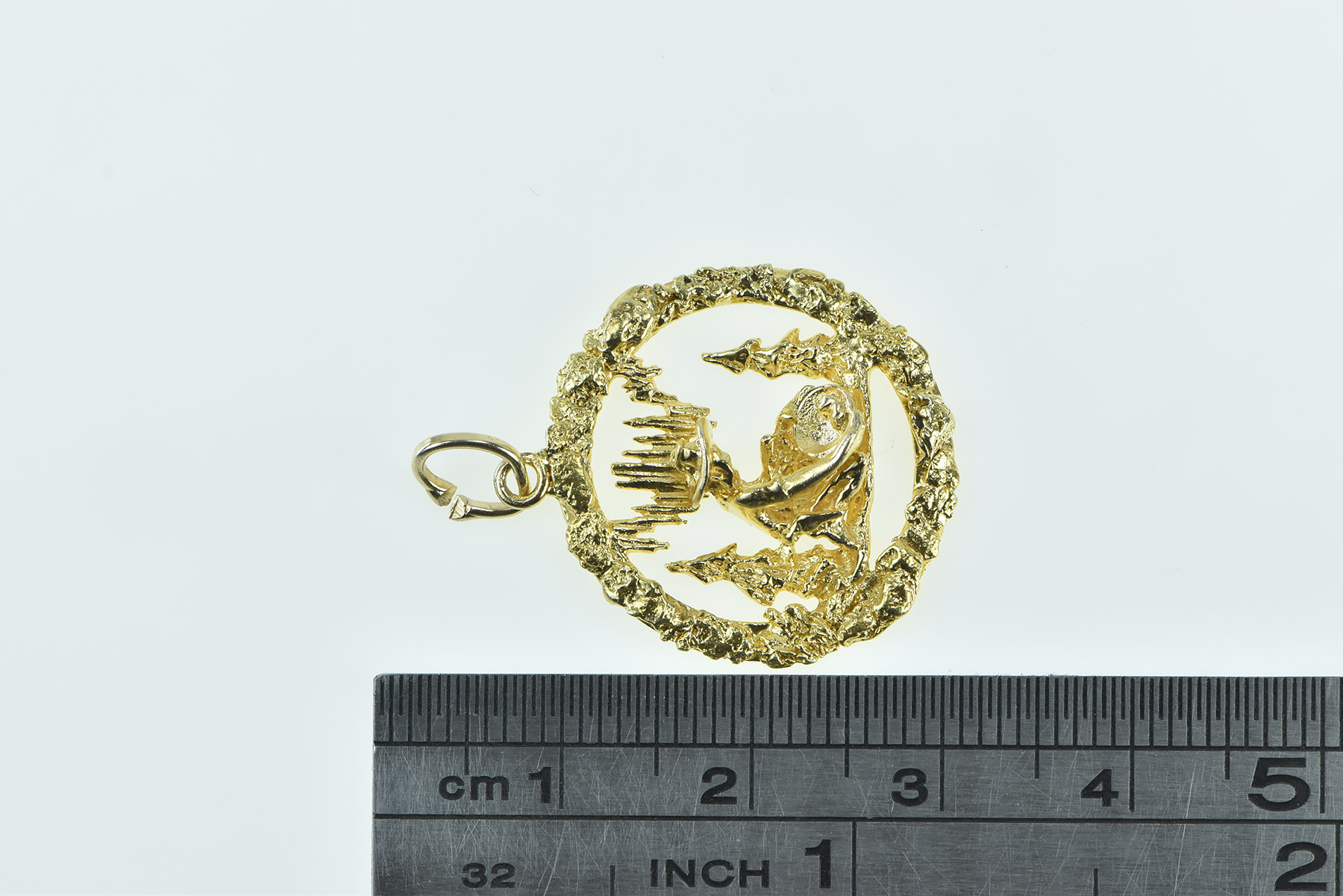10K Alaskan Gold Rush Prospector Pan Sifter Yellow Gold Charm/Pendant ...