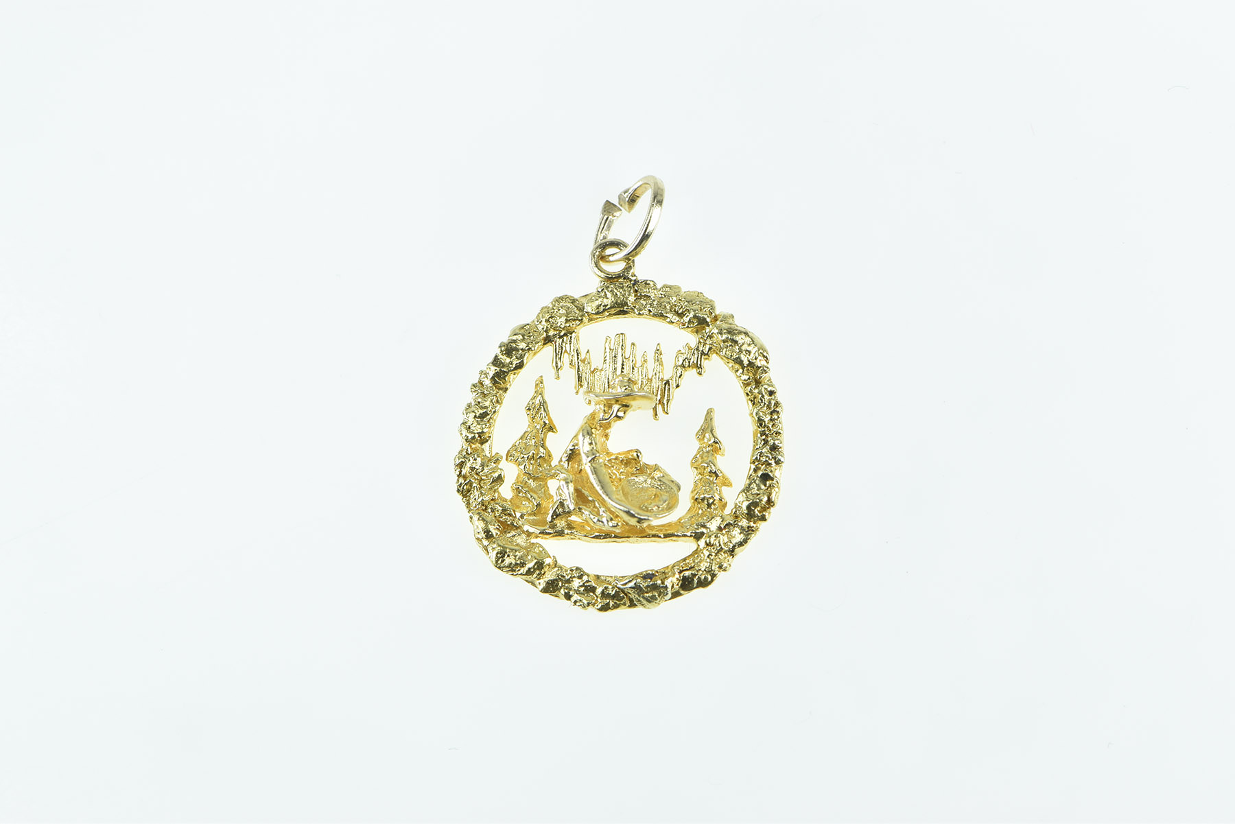 10K Alaskan Gold Rush Prospector Pan Sifter Yellow Gold Charm/Pendant ...