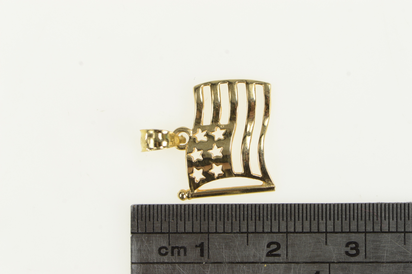 10K America Flag Stars Stripes Patriotic July 4th Yellow Gold Charm ...