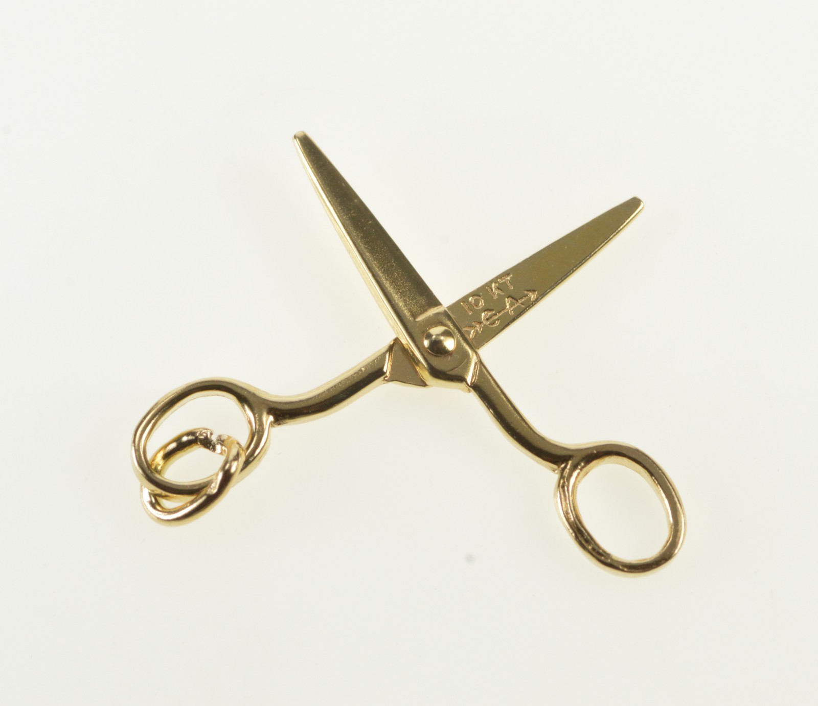 10K Articulated 3D Scissors Hair Stylized Crafts Yellow Gold Charm ...