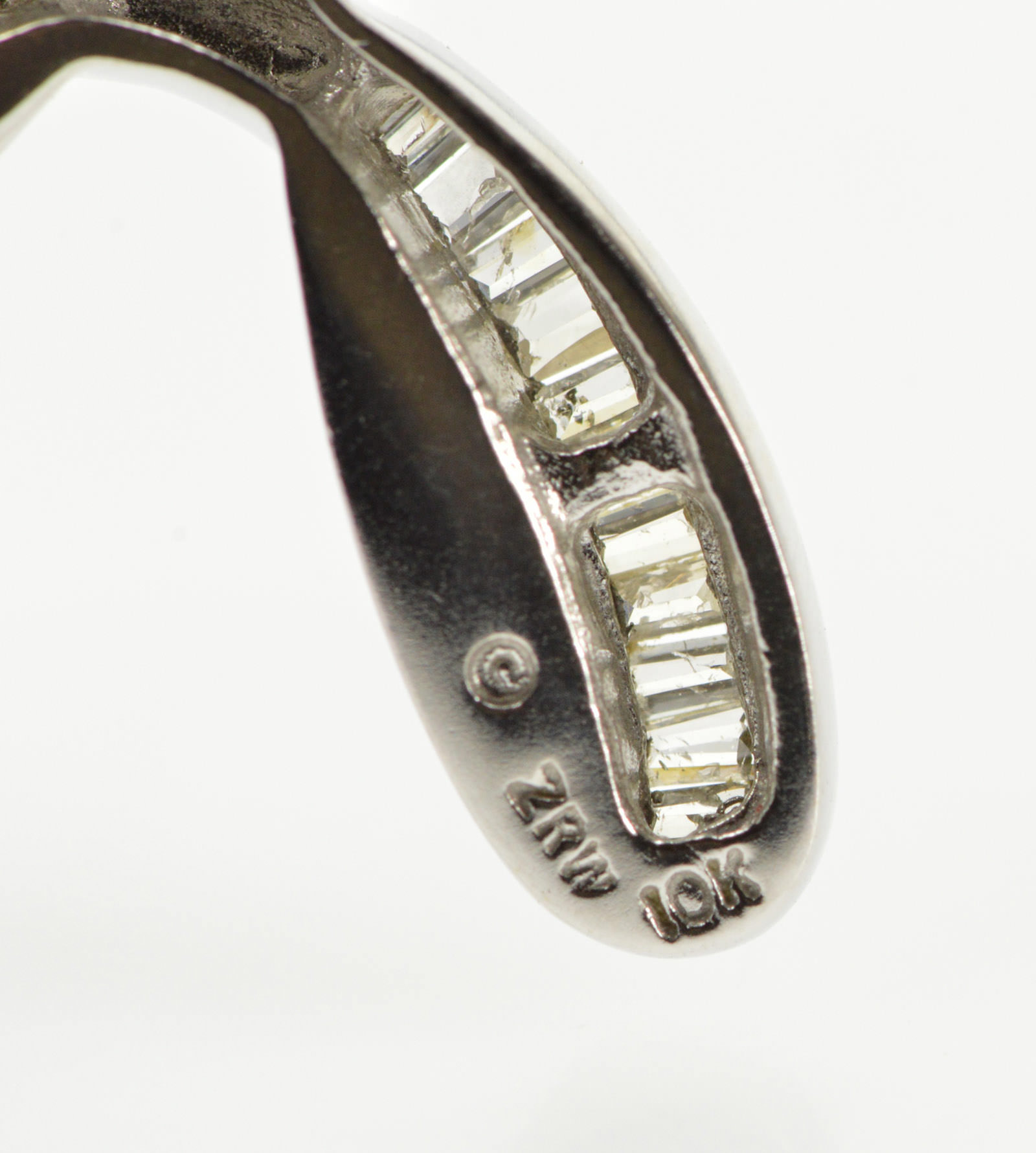 10K Baguette Diamond Channel Inset Wavy Cross White Gold Pendant ...