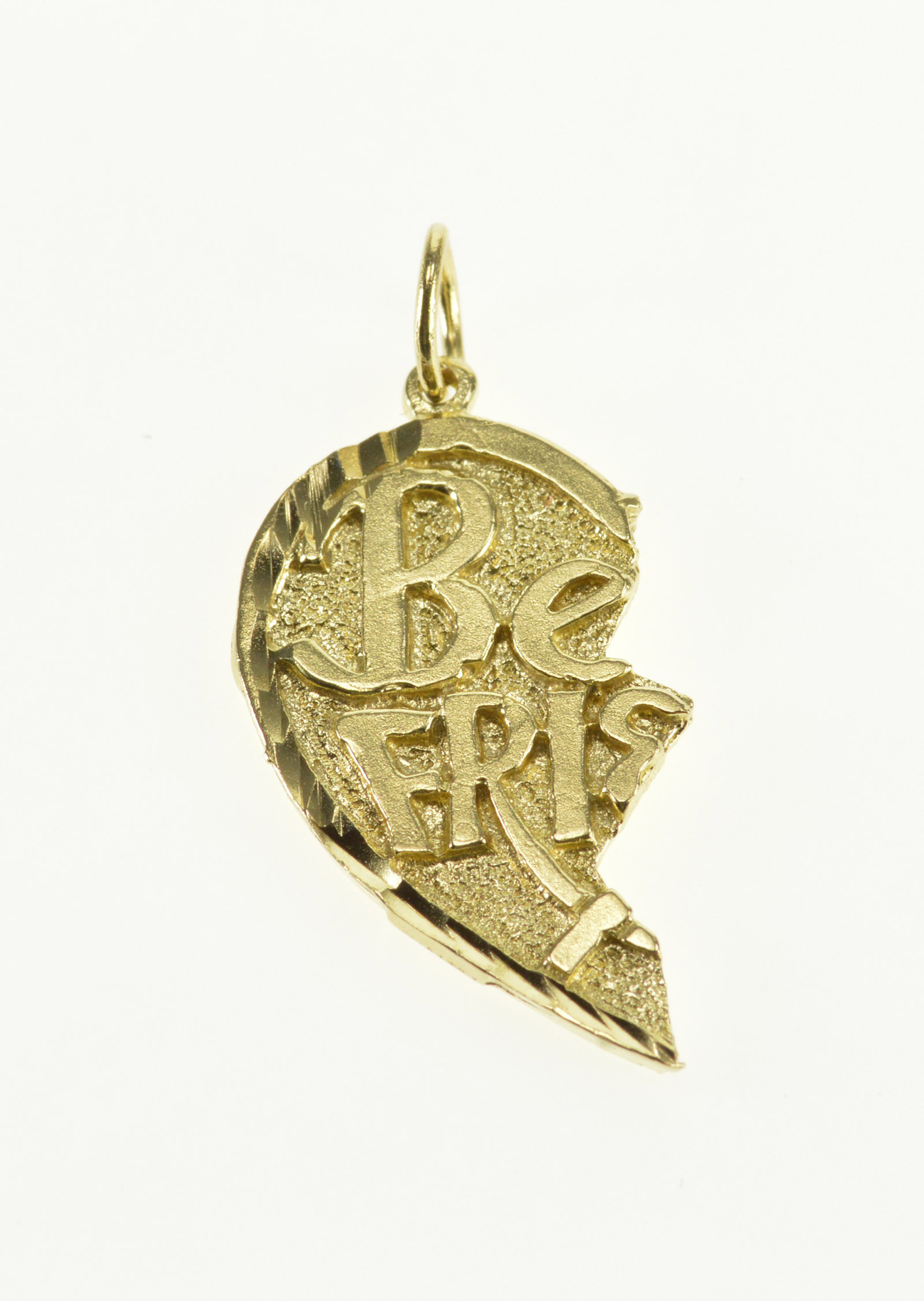 10K Best Friends Textured Heart Half Yellow Gold Charm/Pendant ...