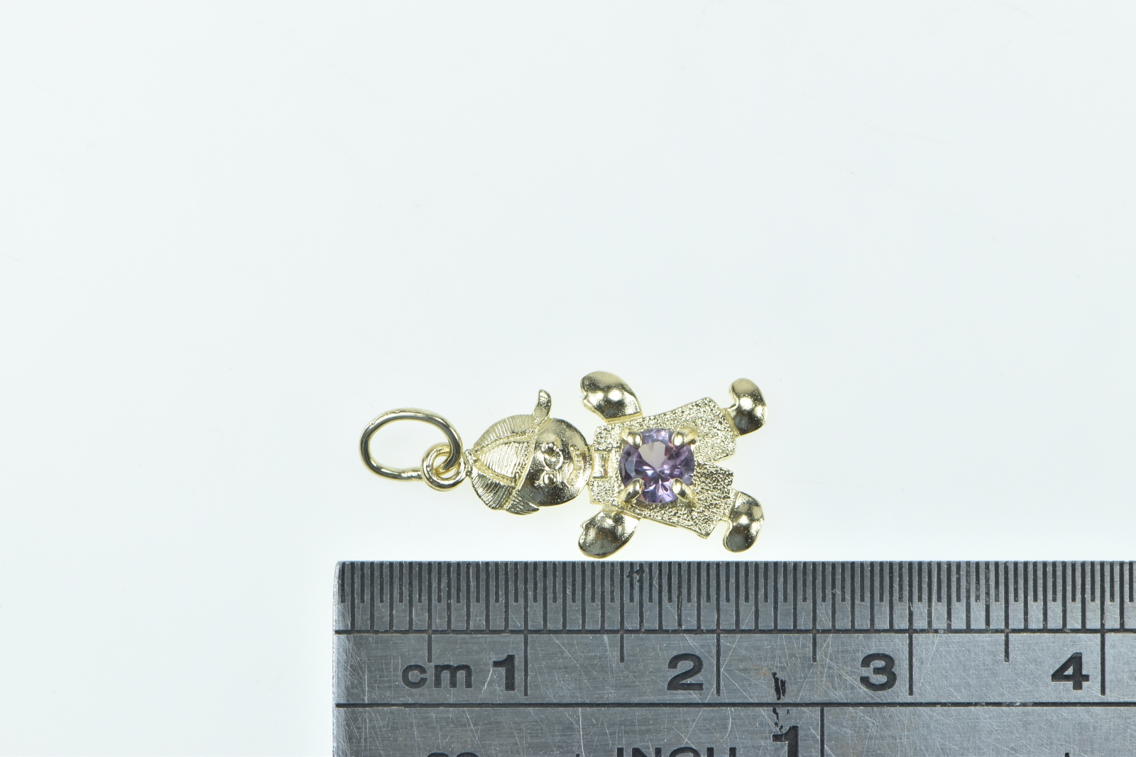 10K Birthstone Baby Boy February Sim. Amethyst Yellow Gold Charm ...