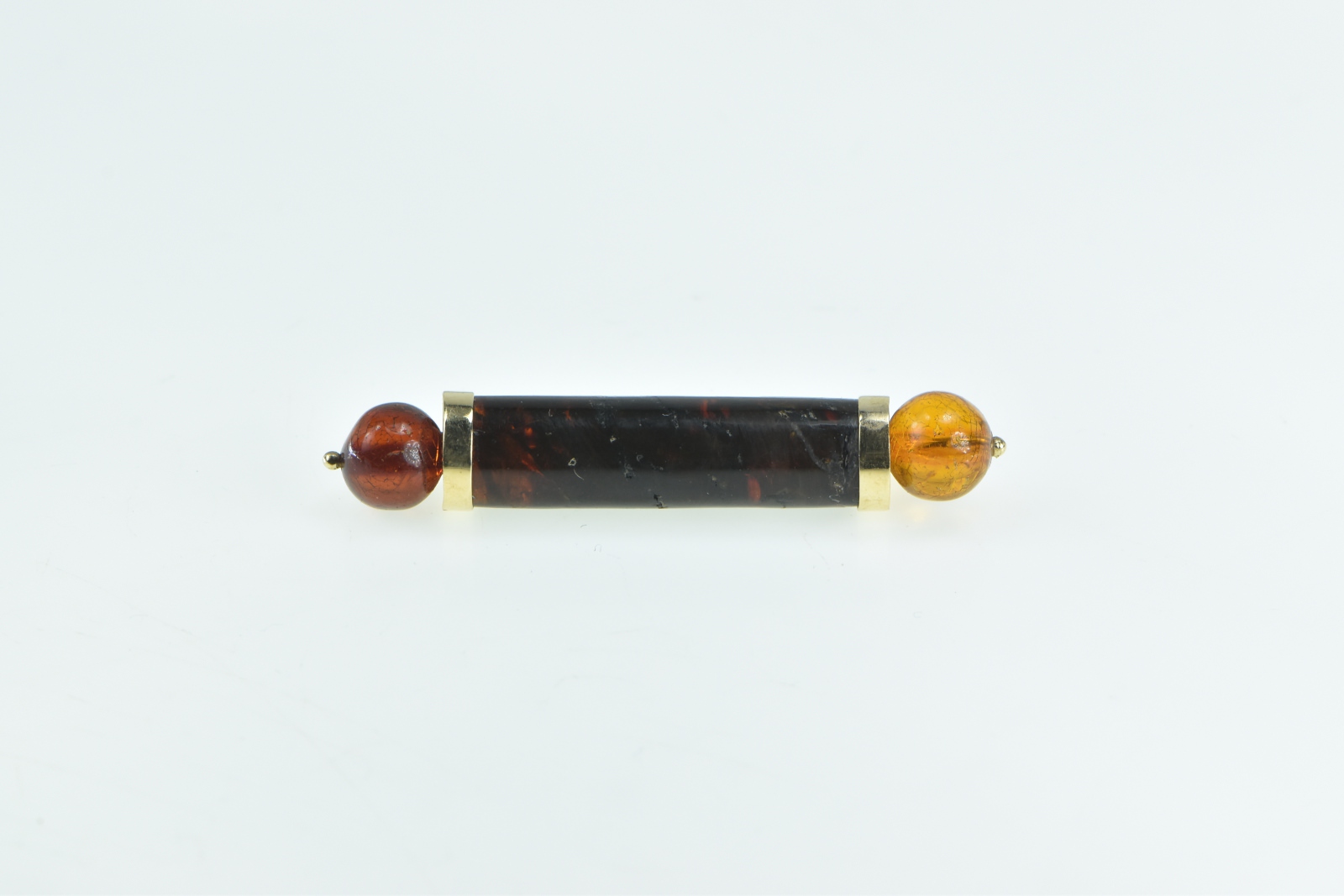 10K Black Onyx Amber Sphere Bar Vintage Statement Yellow Gold Pin ...
