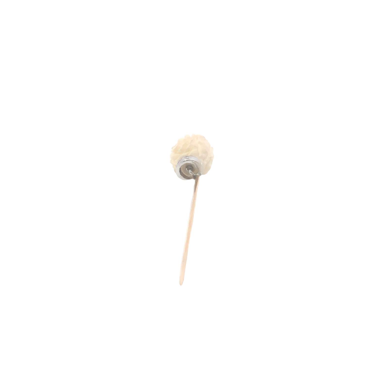 10K Carved Alabaster Rose Flower Diamond Yellow Gold Stick Pin ...